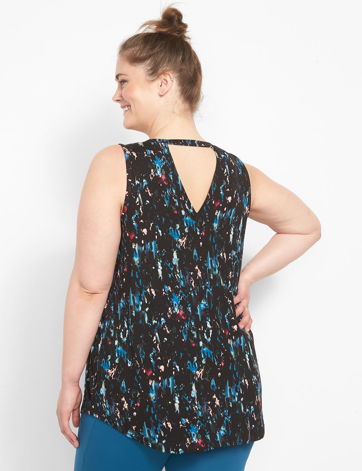 Sleeveless Crew Neck V Back Tank F | LaneBryant