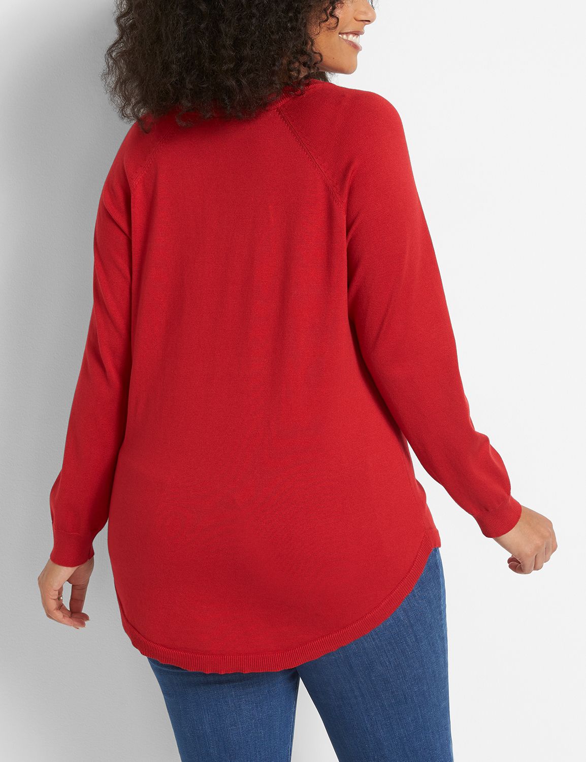 V-Neck Curved-Hem Sweater