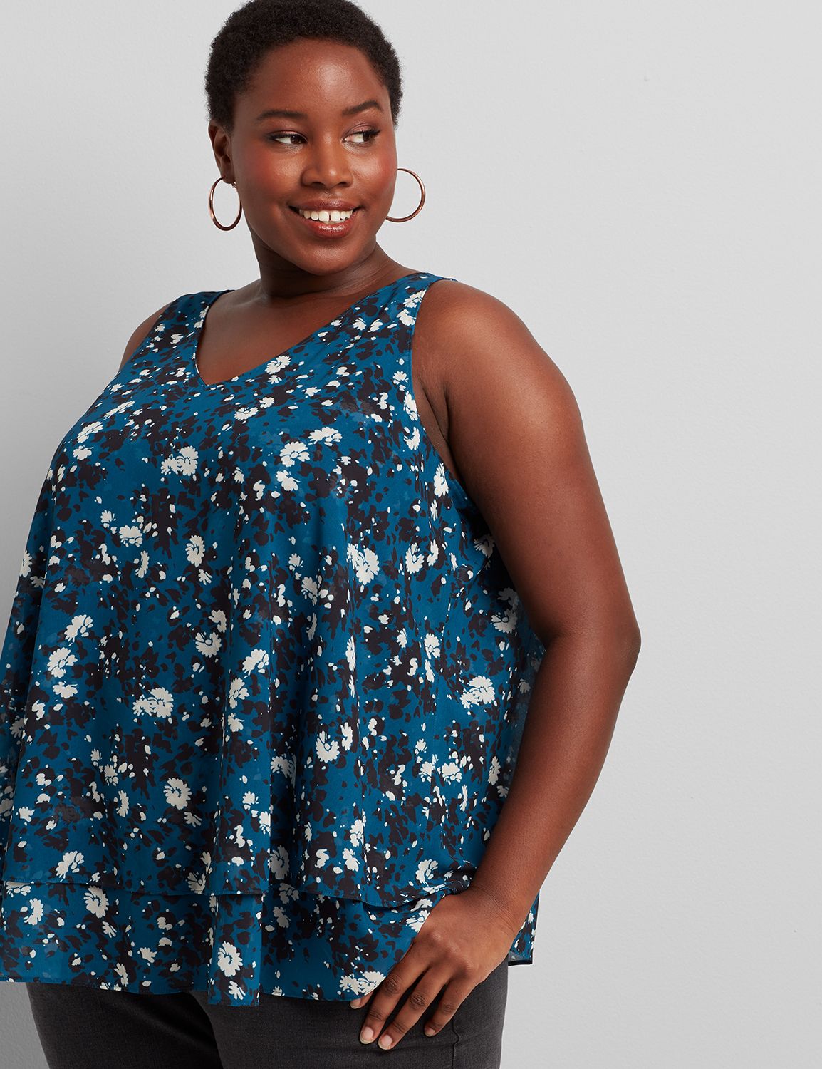 Sleeveless Vneck Swing Double Layer Chiffon Tank 1115539 - Year around ...