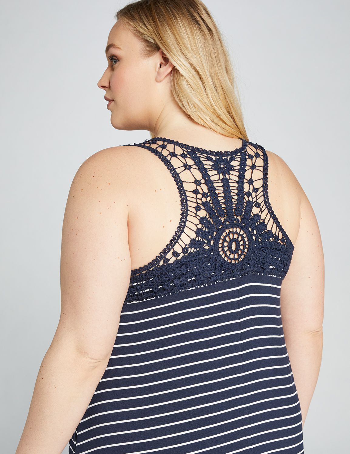 Printed Crochet-Back Swing Dress Dress