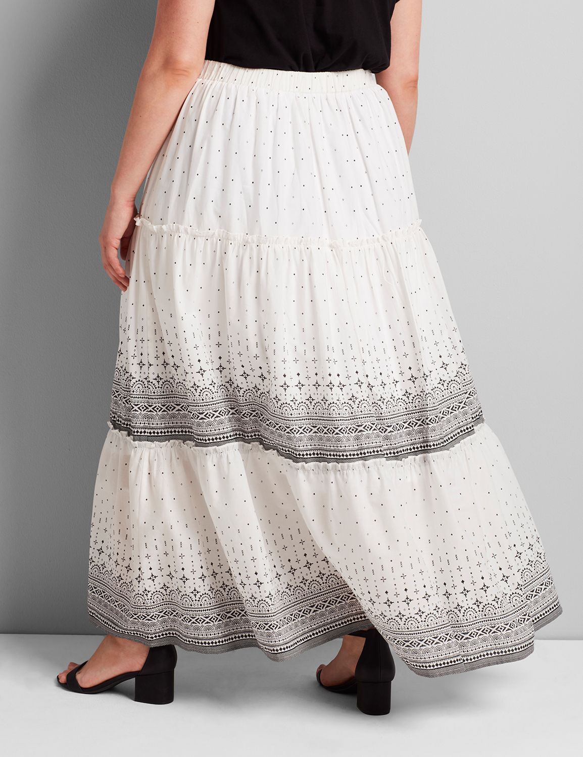 Printed Tiered Seam Maxi Skirt