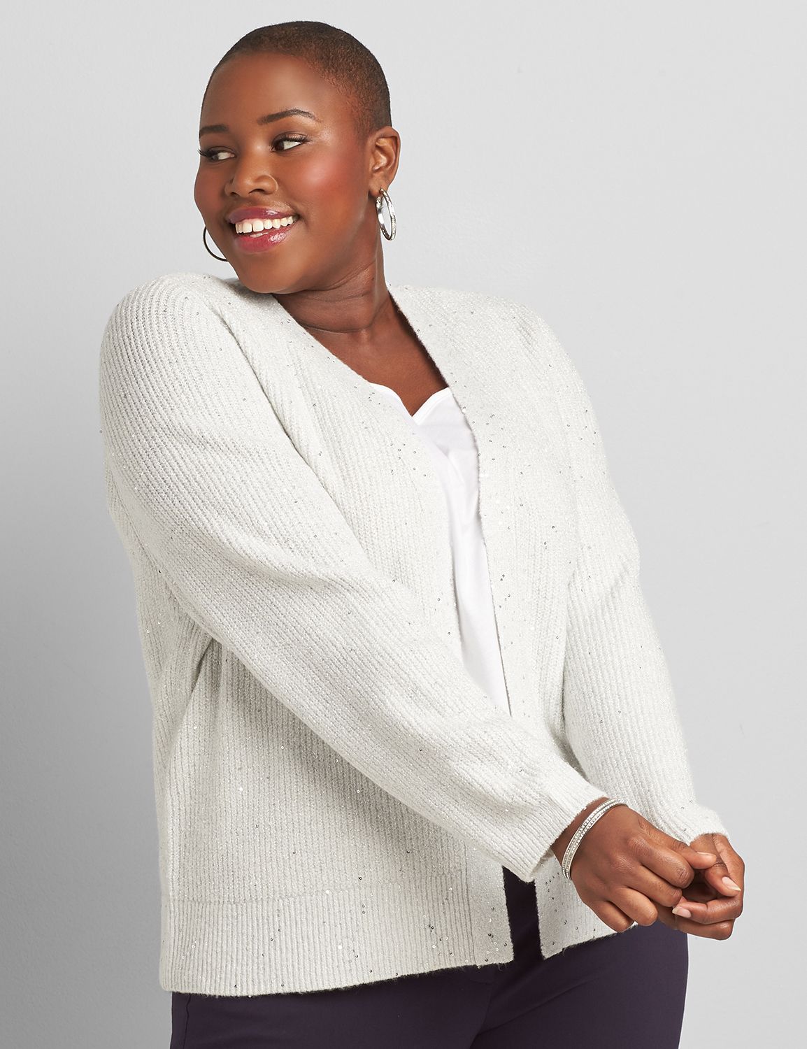 Open-Front Sequin-Embellished Cardigan