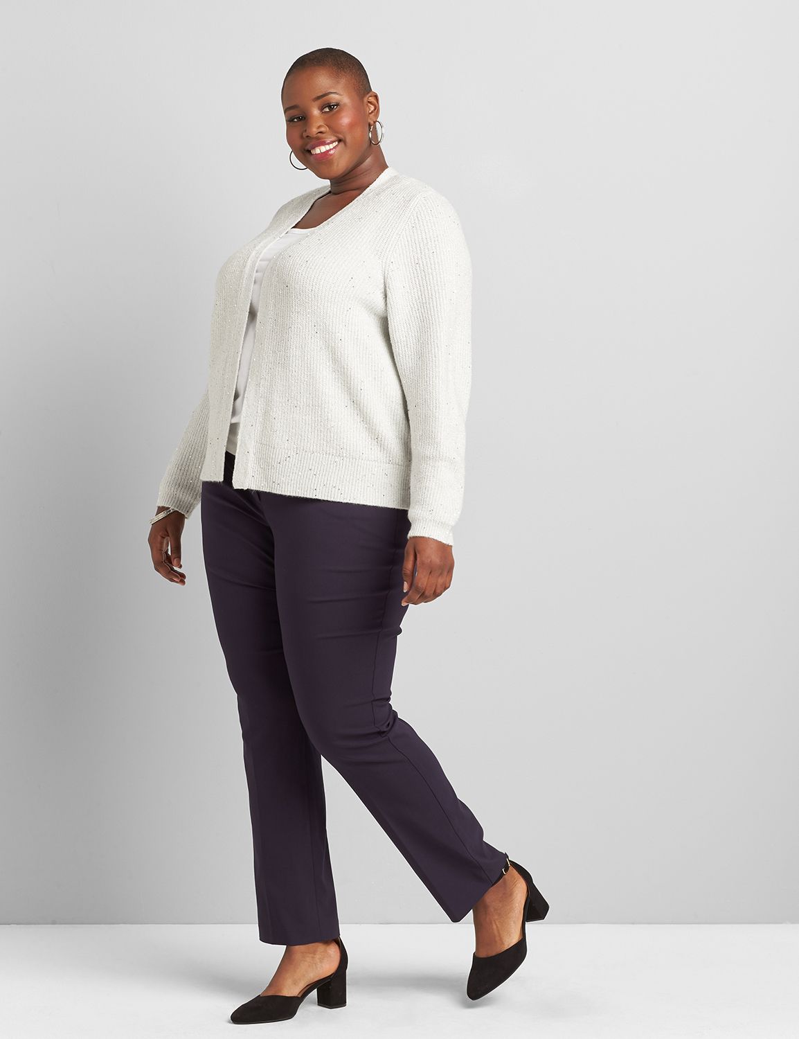 Open-Front Sequin-Embellished Cardigan