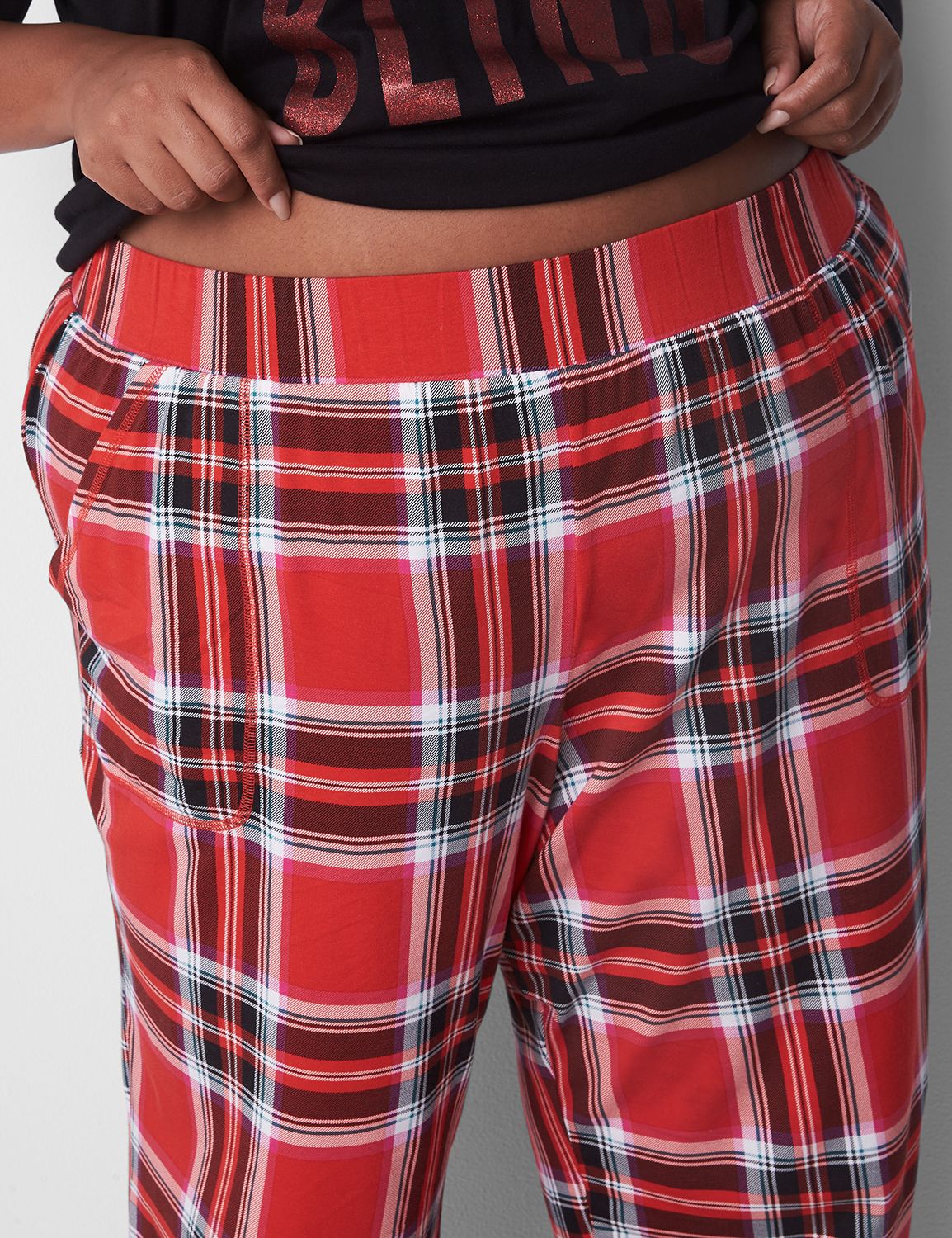 Long Slv Tee Block Pant PJ Set 1131 | LaneBryant