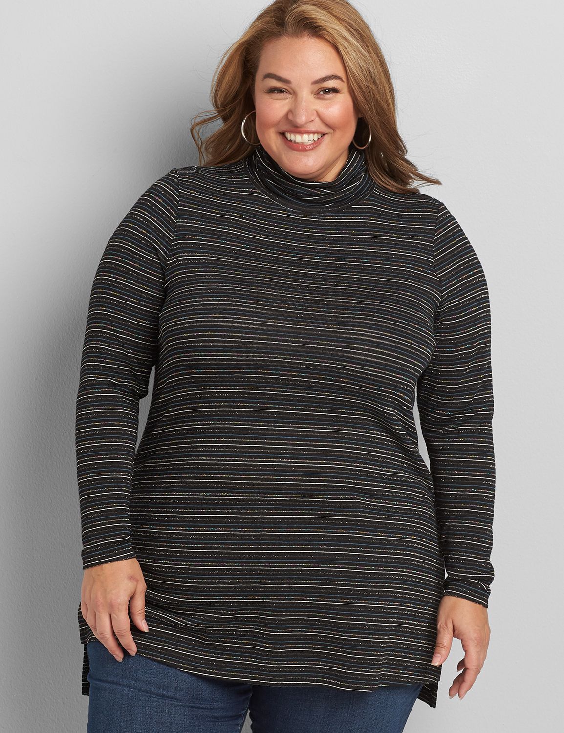 Long Sleeve Open Turtleneck Lurex S