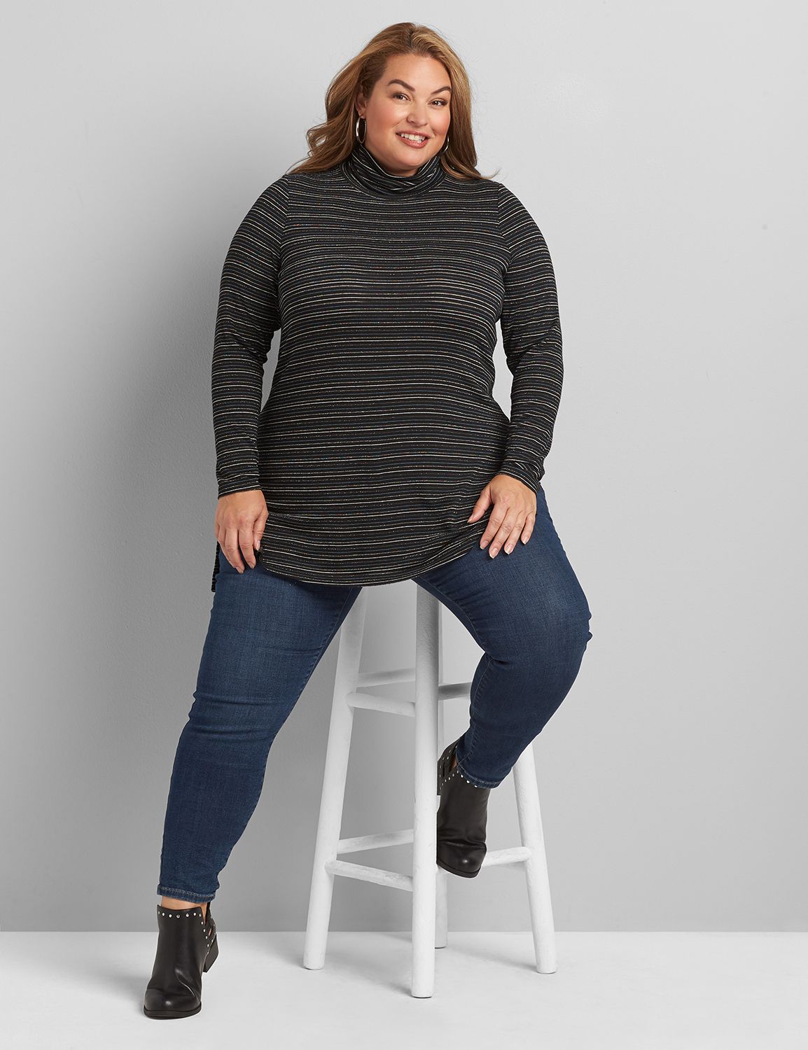 Long Sleeve Open Turtleneck Lurex S