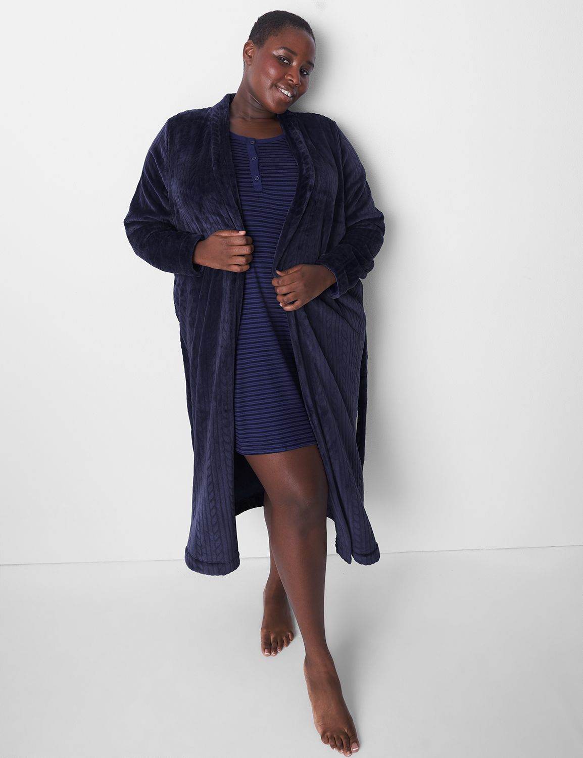 Fleece Cable Knit Robe 1122676 | LaneBryant