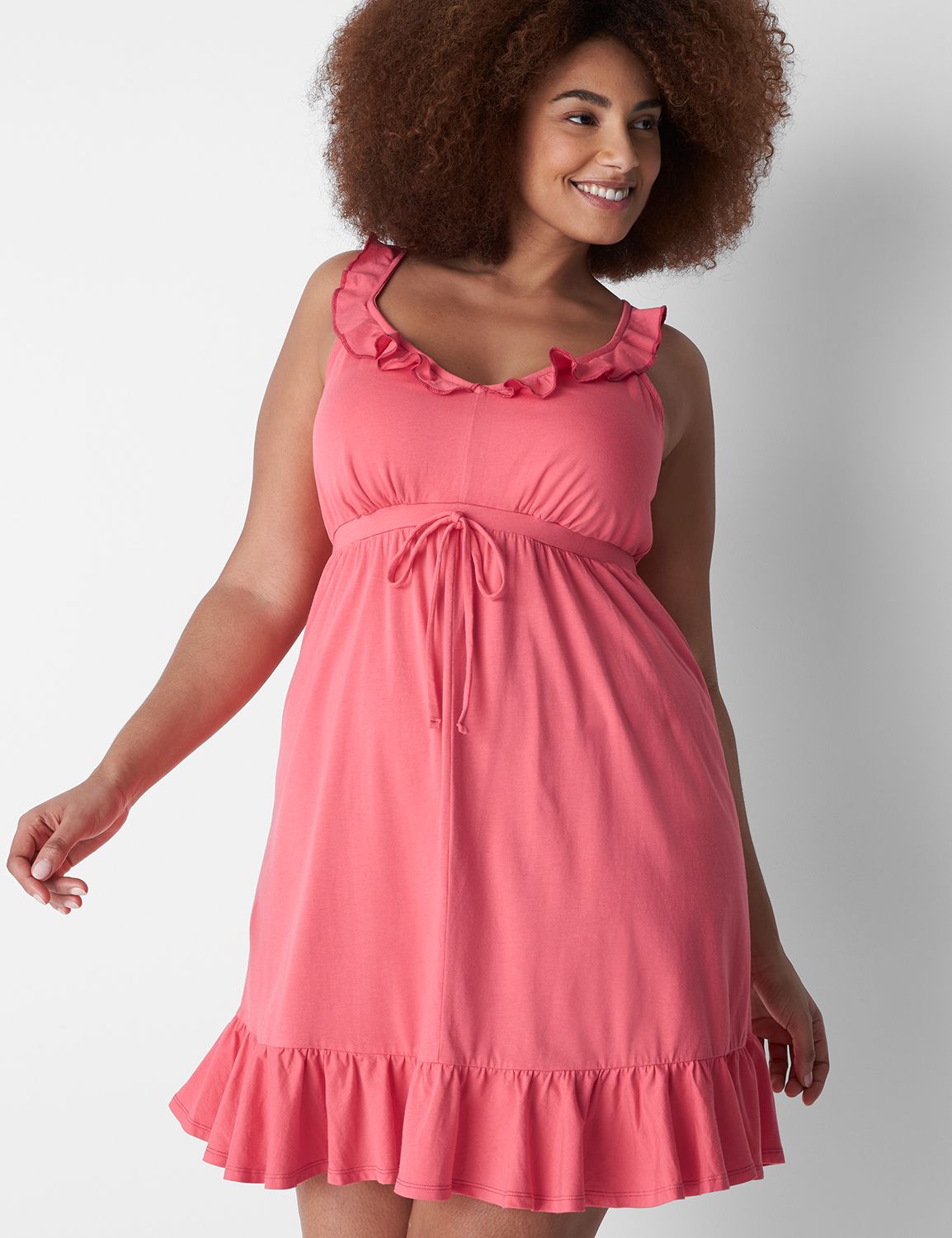 Knit Ruffle Printed Chemise 1115209 | LaneBryant