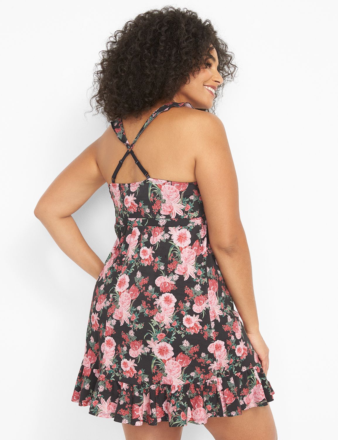 Knit Ruffle Printed Chemise 1115209 | LaneBryant