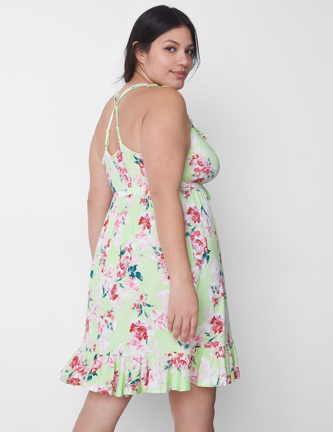 Knit Ruffle Printed Chemise 1115209 | LaneBryant