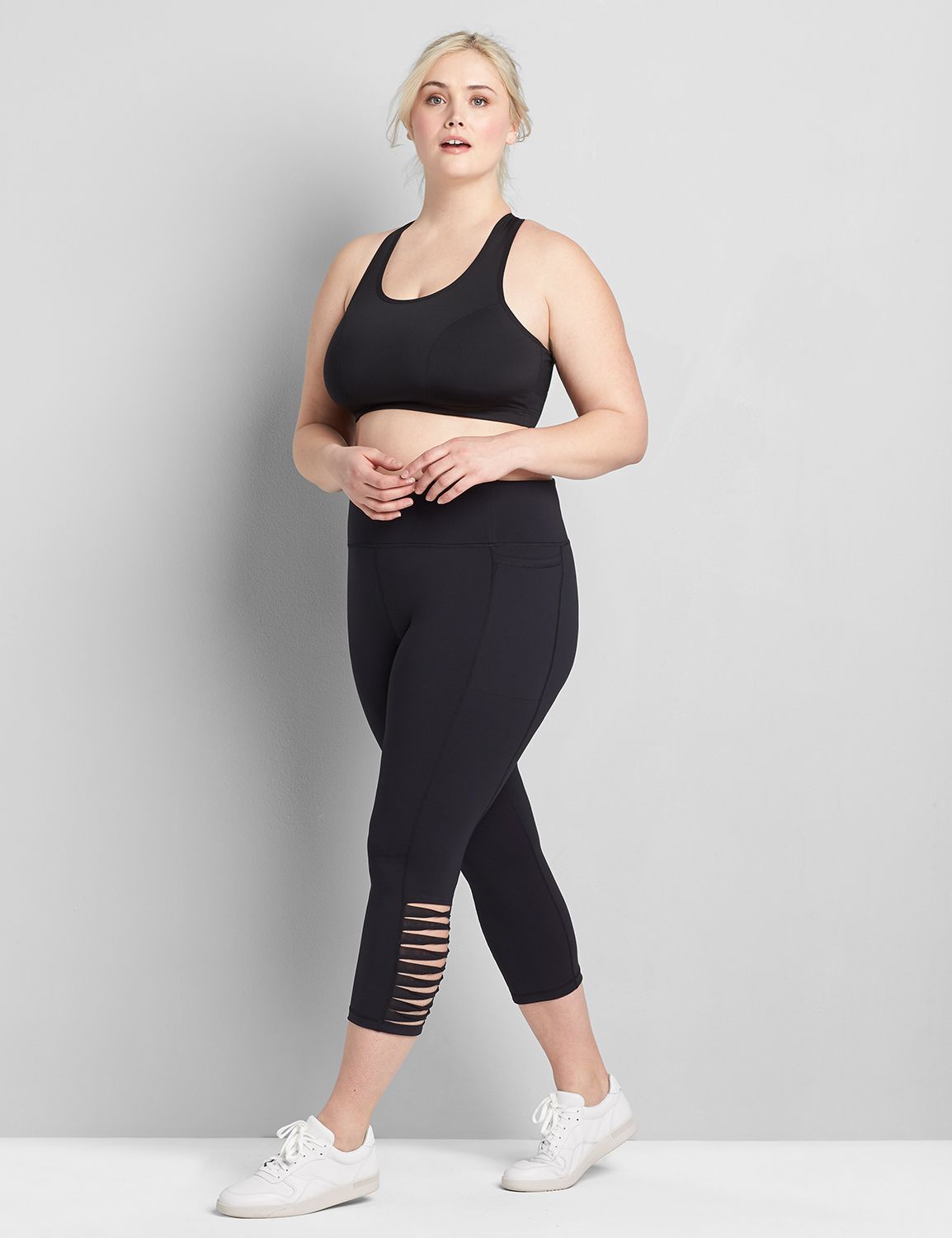 LIVI Wireless Low-Impact Sport Bra - Mesh Keyhole Racerback | LaneBryant