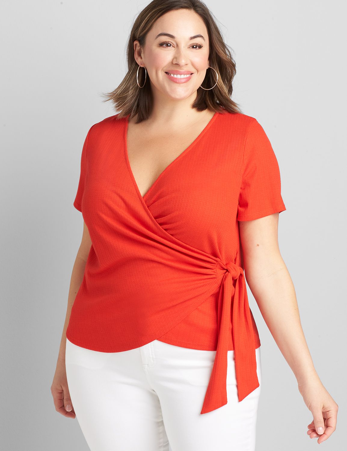 Crossover Wrap Textured Top