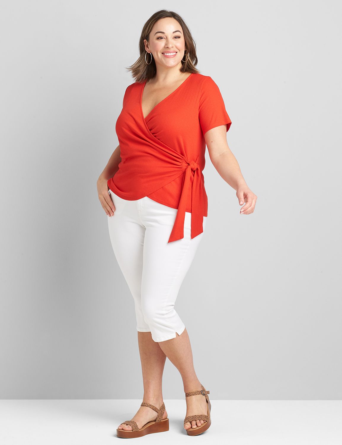 Crossover Wrap Textured Top