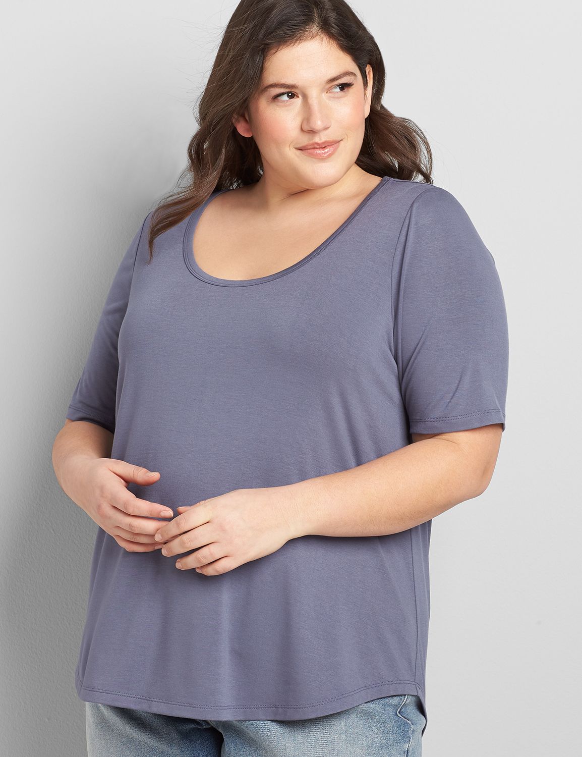 Perfect Sleeve Curved-Hem Tee