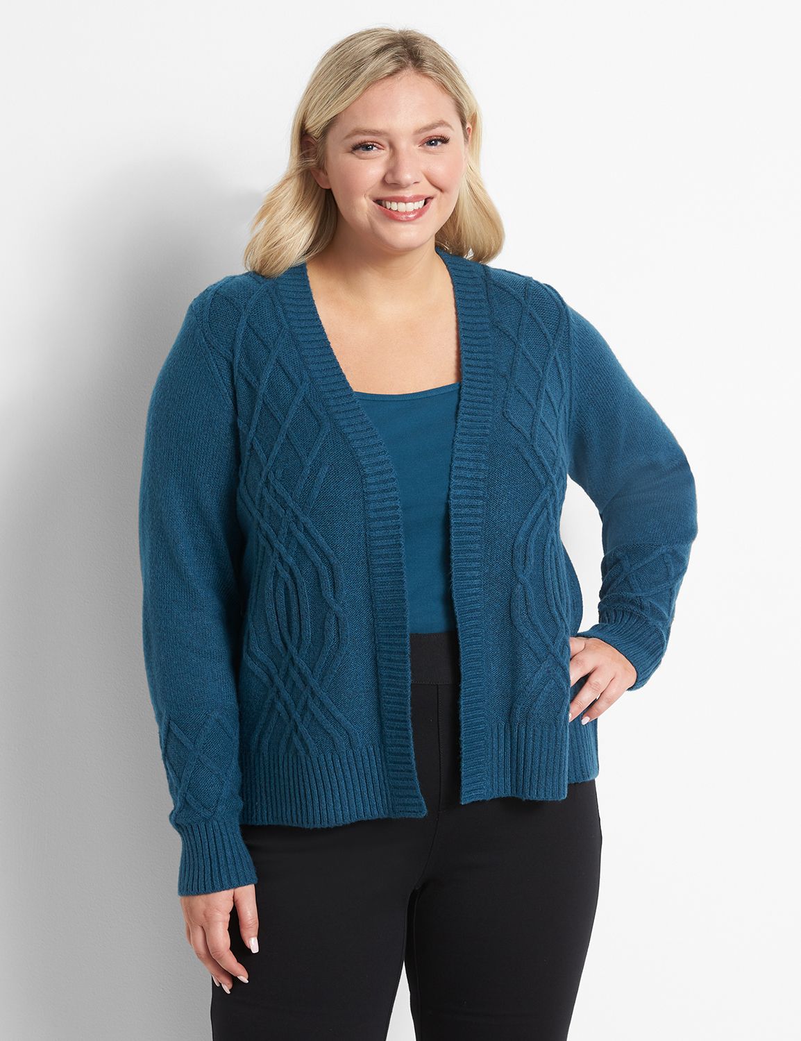 Open-Front Cable Stitch Cardigan