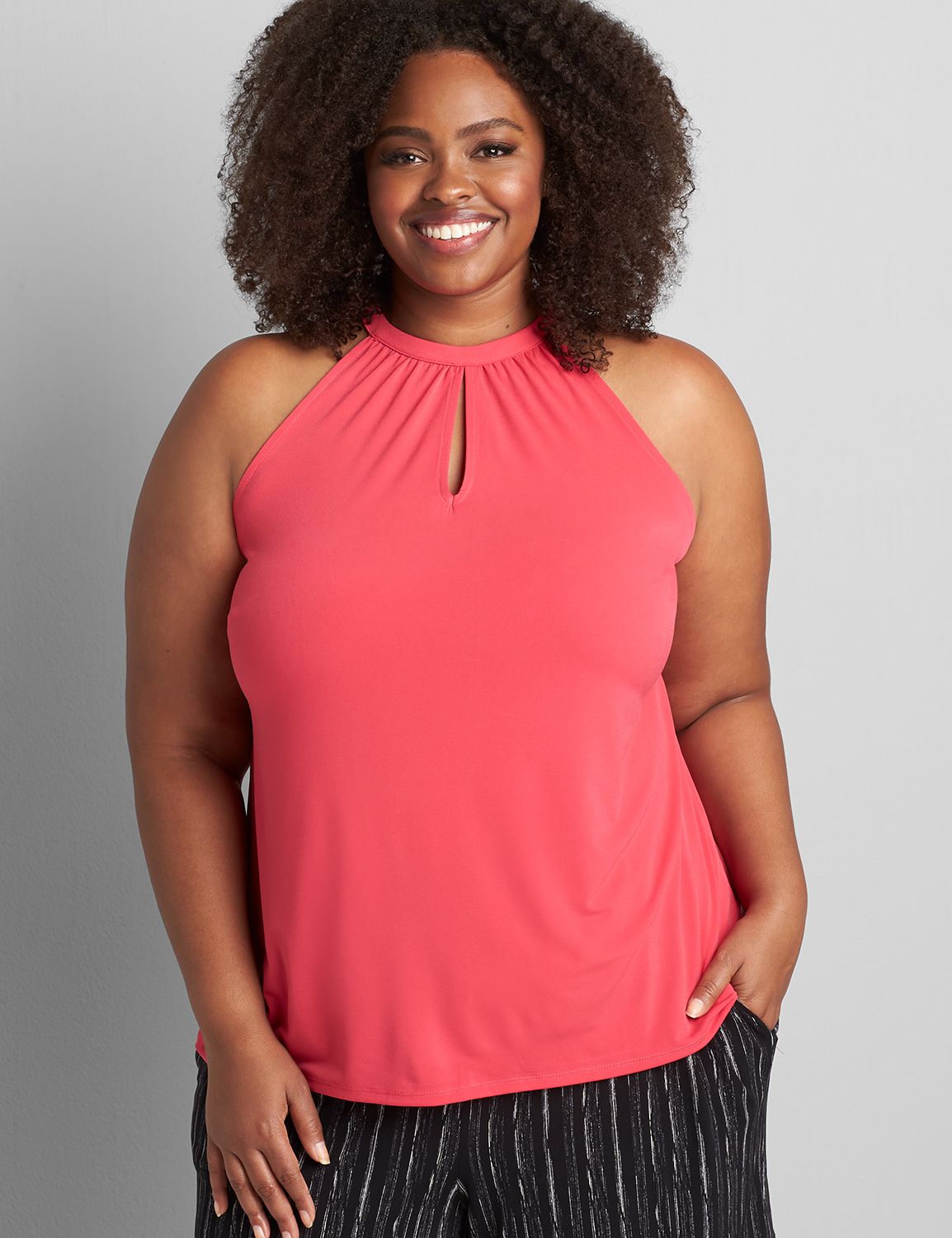 Knit Kit Sleeveless Keyhole Halter Top | LaneBryant