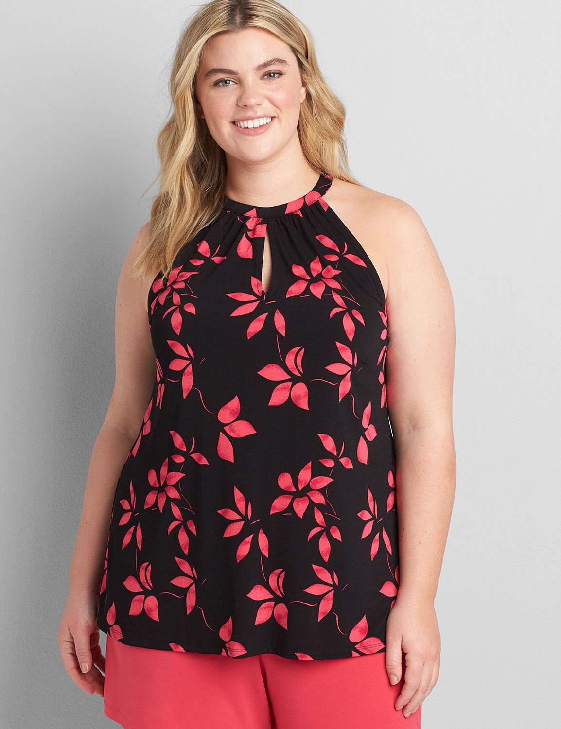 Knit Kit Sleeveless Keyhole Halter Top | LaneBryant