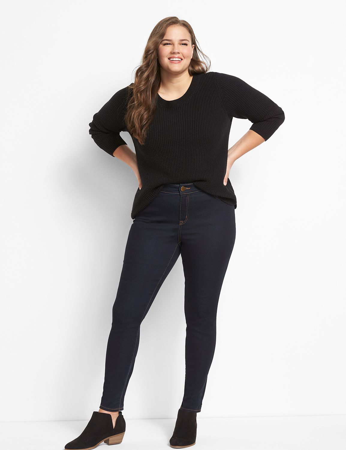 Curved-Hem Ribbed Sweater