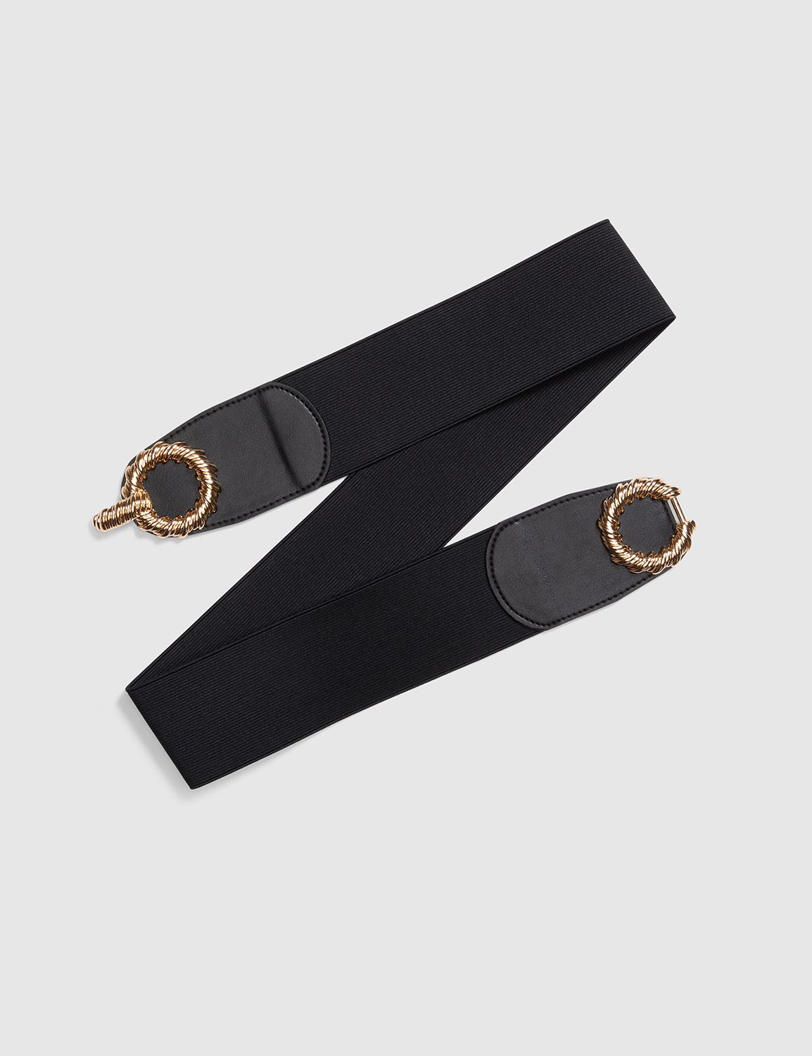 Front-Closure Stretch-Belt - Goldtone Ring