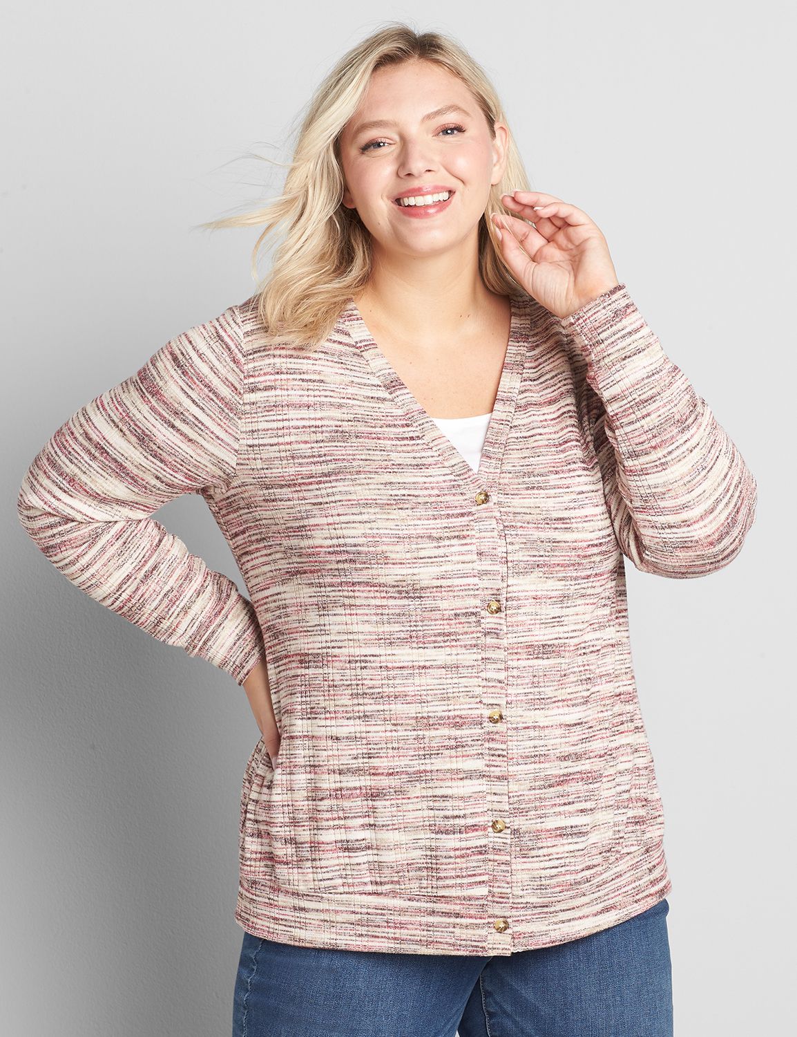 Button-Front Cardigan Style Knit Top