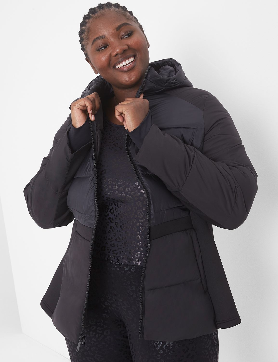 1123135 Ski Nylon Colorblock Jacket | LaneBryant