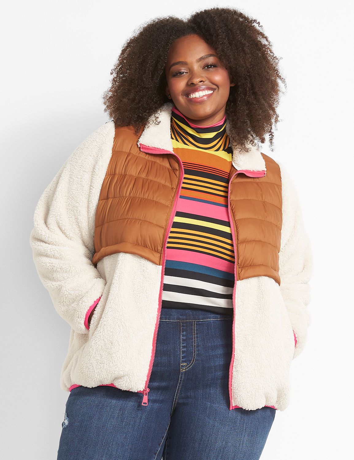 Fabric Mix Zip Up with Hood (Nylon