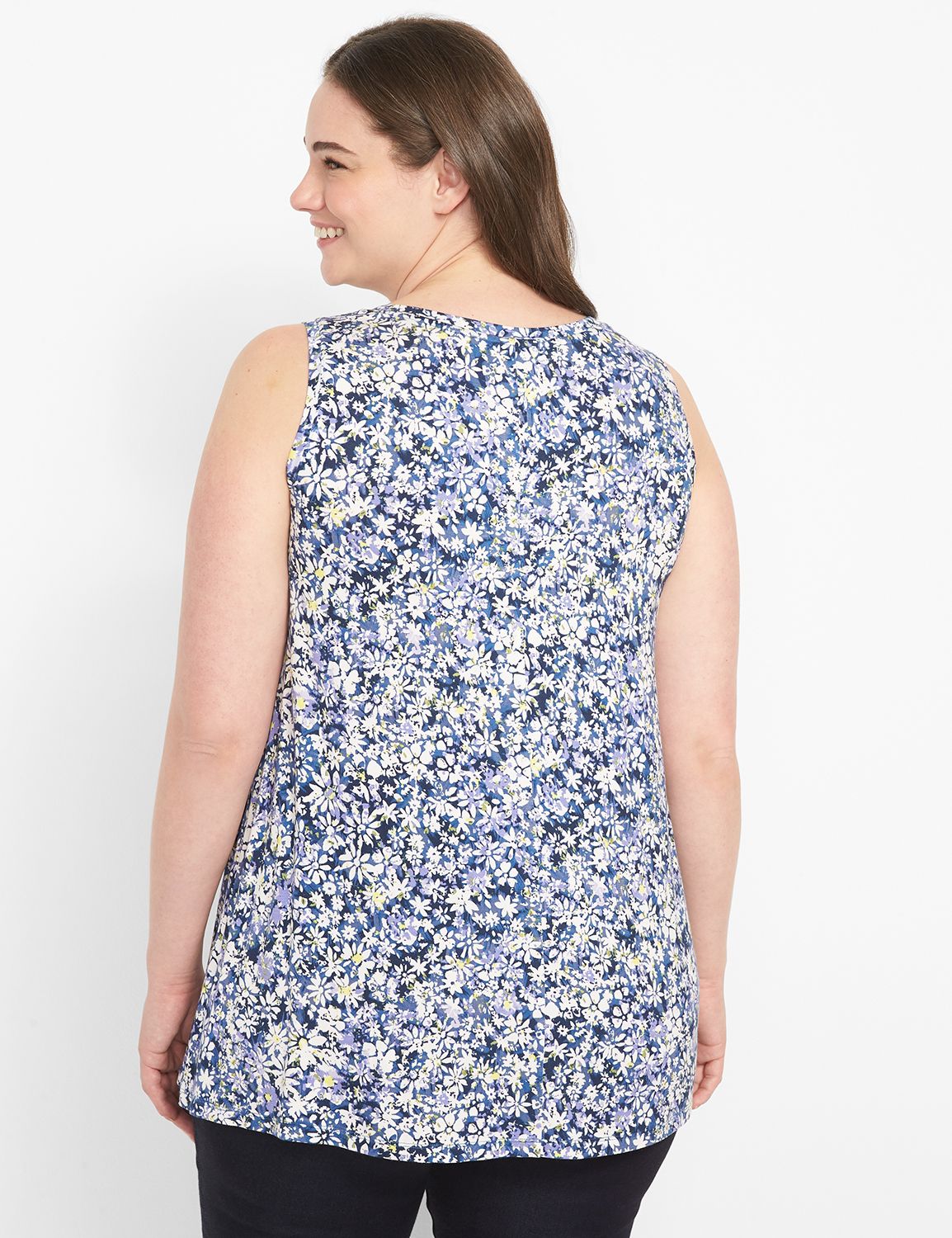 Sleeveless V Neck Swing Solid Tank | LaneBryant