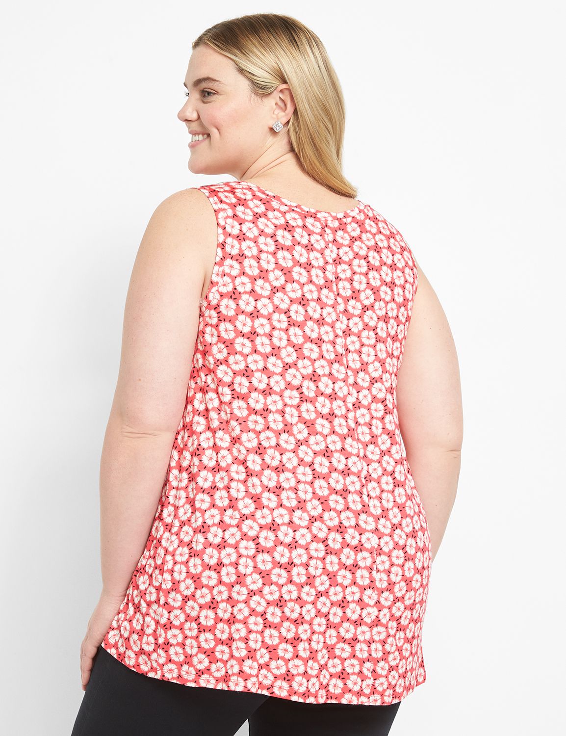 Sleeveless V Neck Swing Solid Tank | LaneBryant