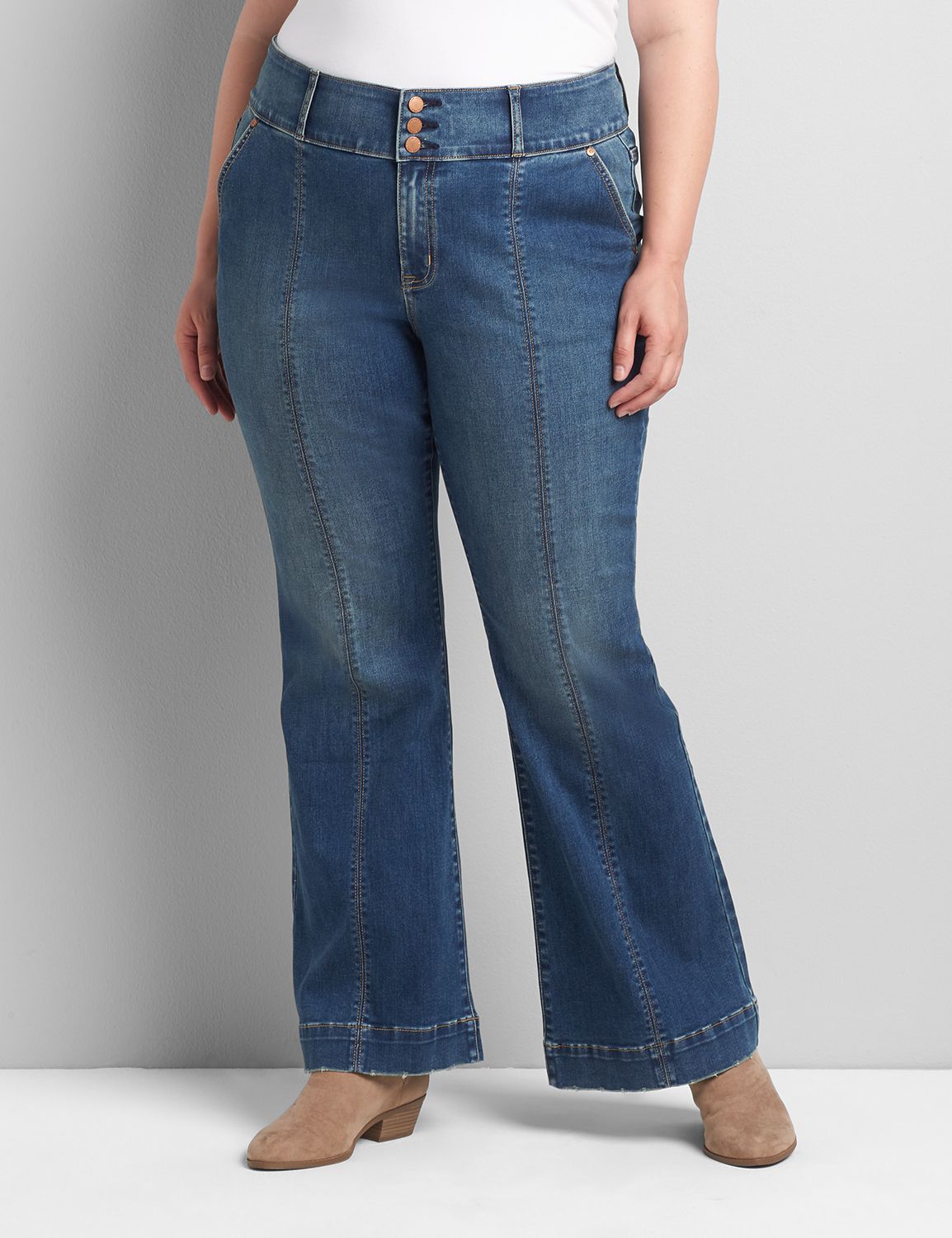 Signature Fit High-Rise 3-Button Flare Jean - Medium Wash