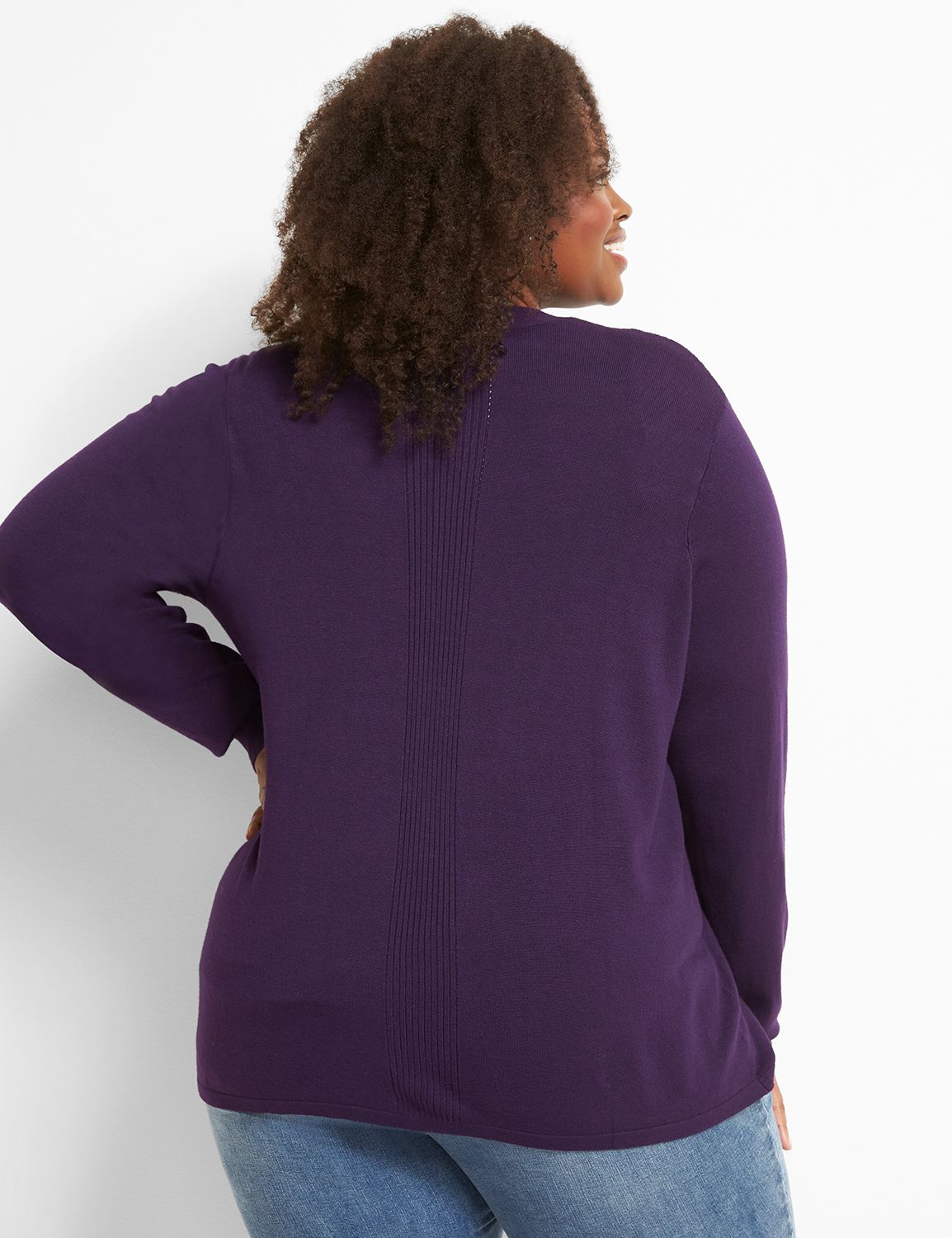 Ribbed Detail Open-Front Cardigan