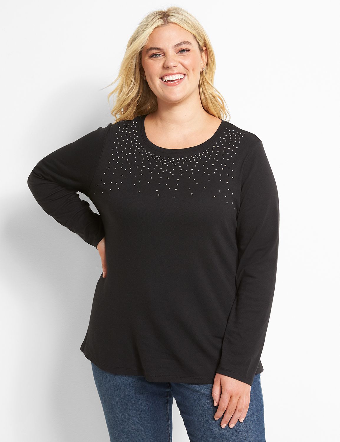 Rhinestone Long-Sleeve Tee