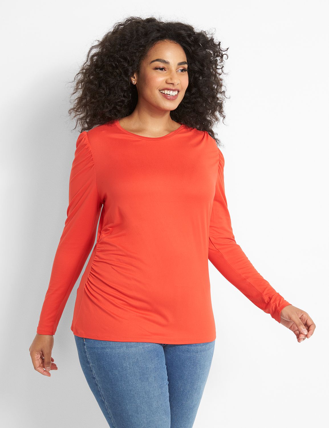 Crew Neck Side-Ruched Tee