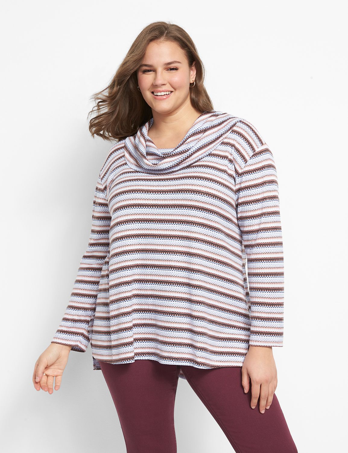 Cowl-Neck Step-Hem Top