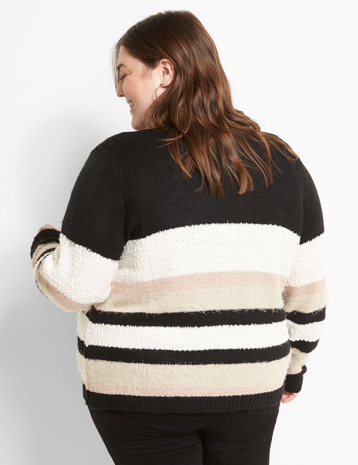 Multi-Yarn Striped Cardigan