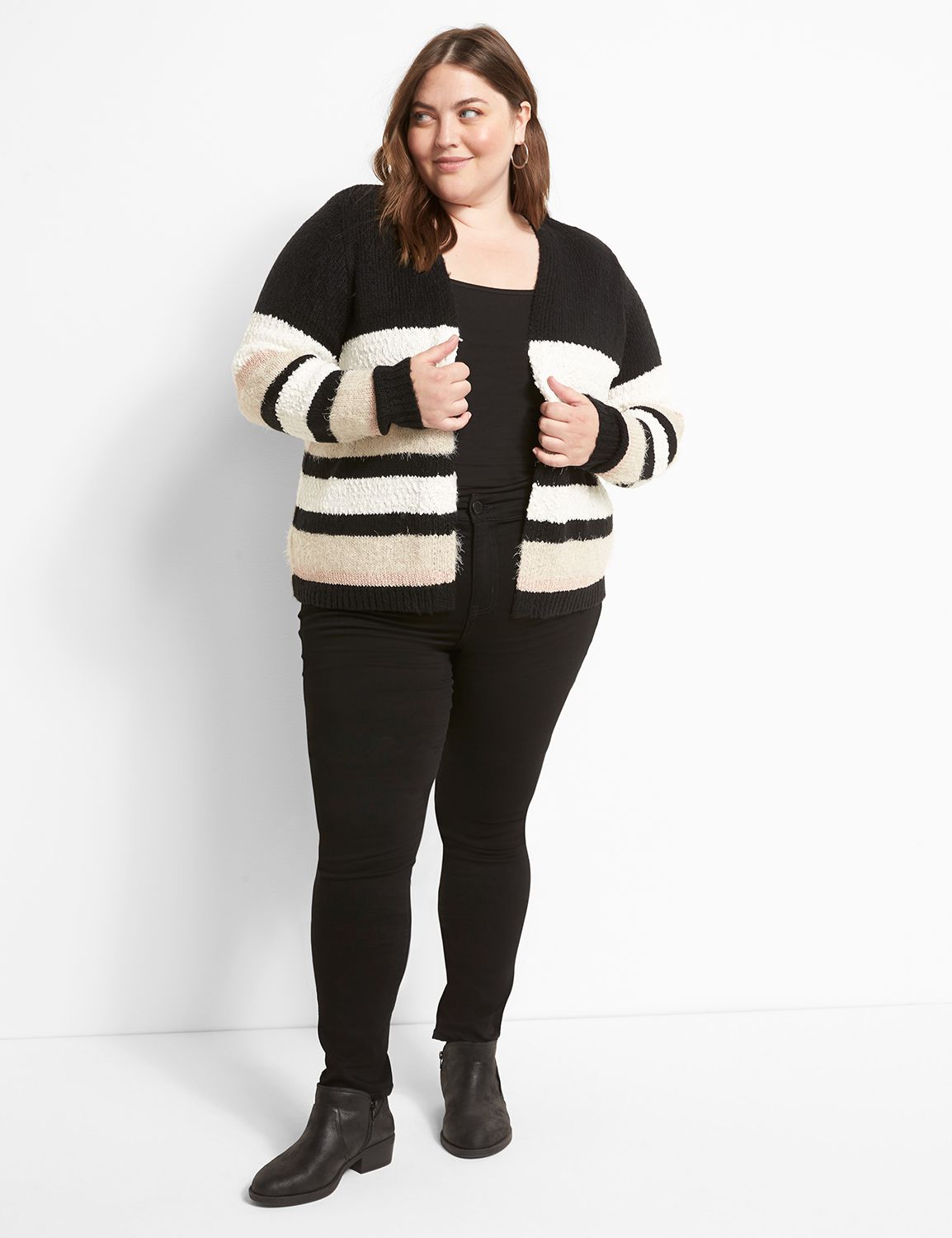 Multi-Yarn Striped Cardigan