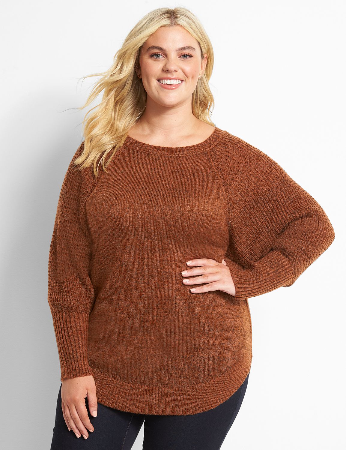 Crew-Neck Curved-Hem Sweater