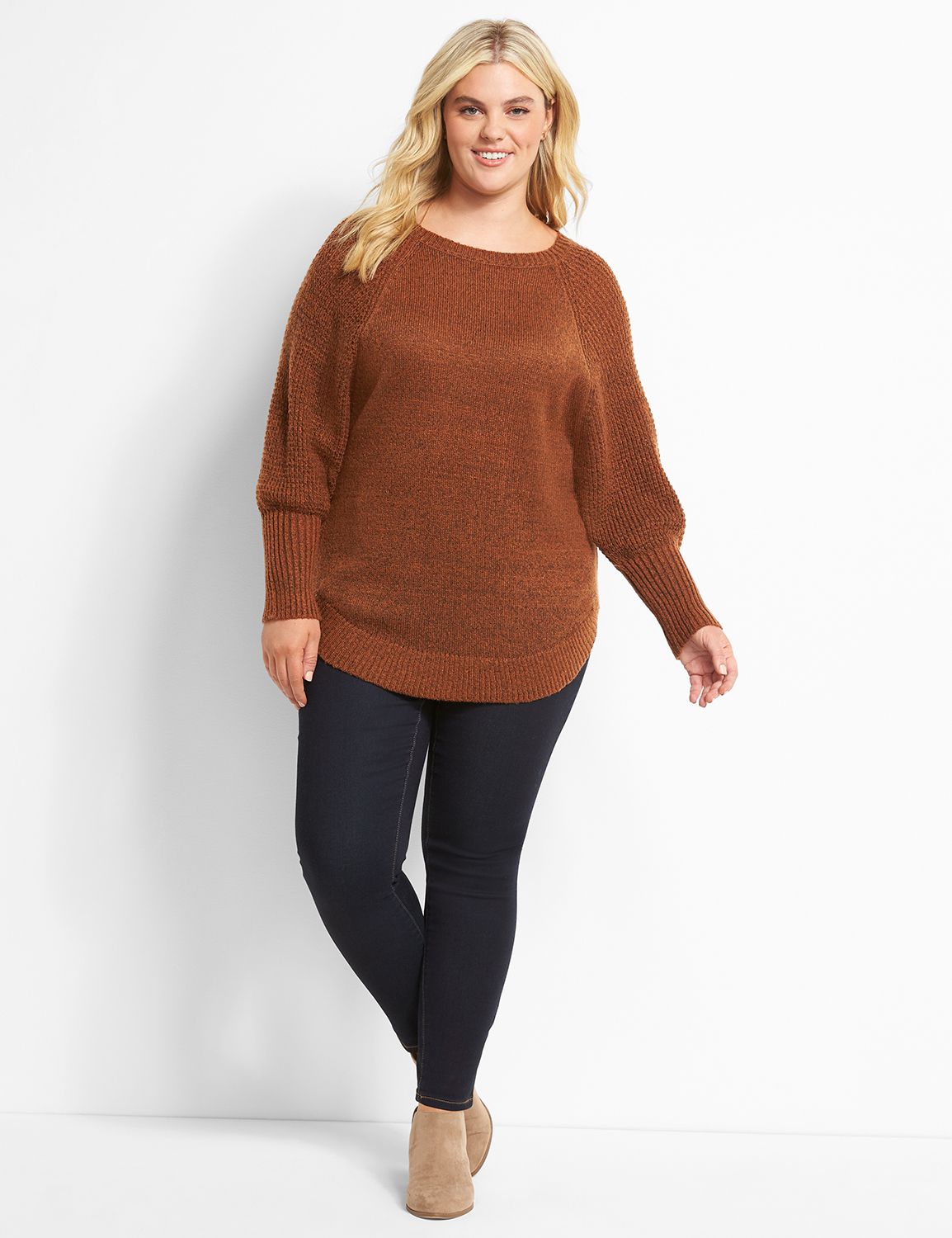 Crew-Neck Curved-Hem Sweater