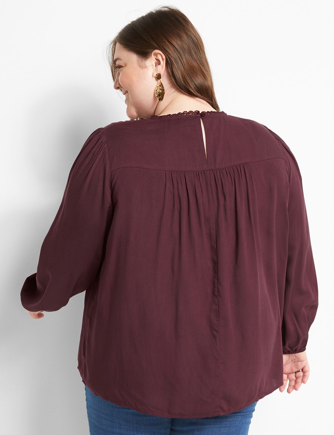 Crew-Neck Embroidered Blouse