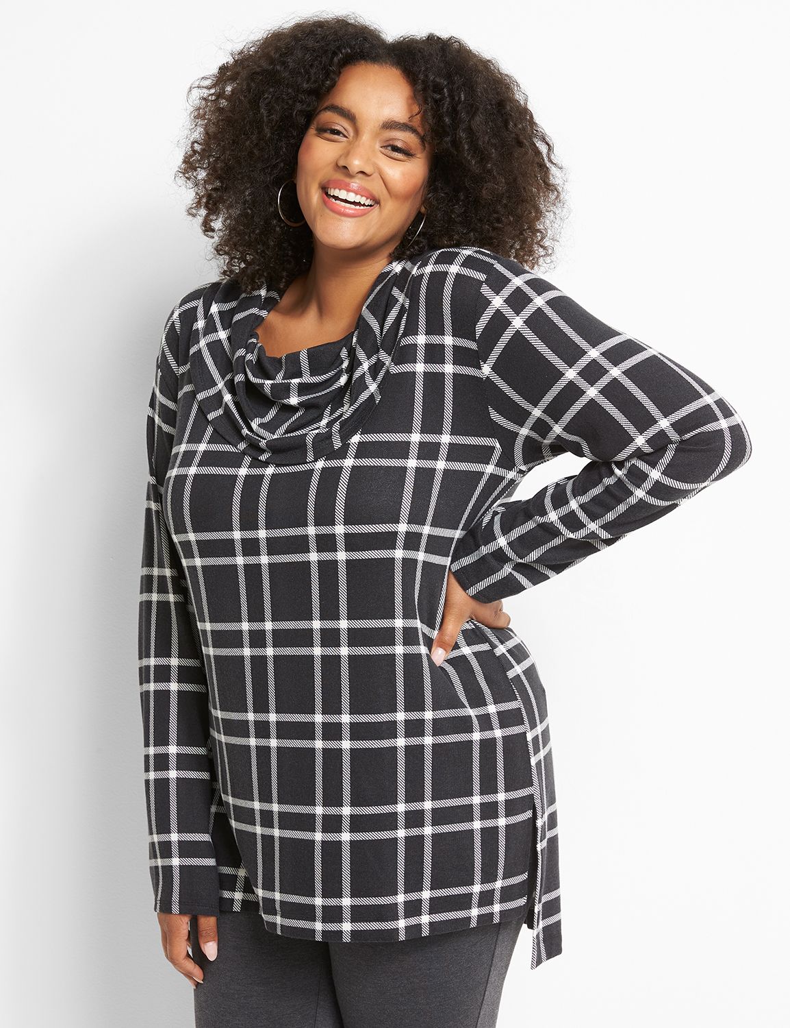 Cowl-Neck Step-Hem Top