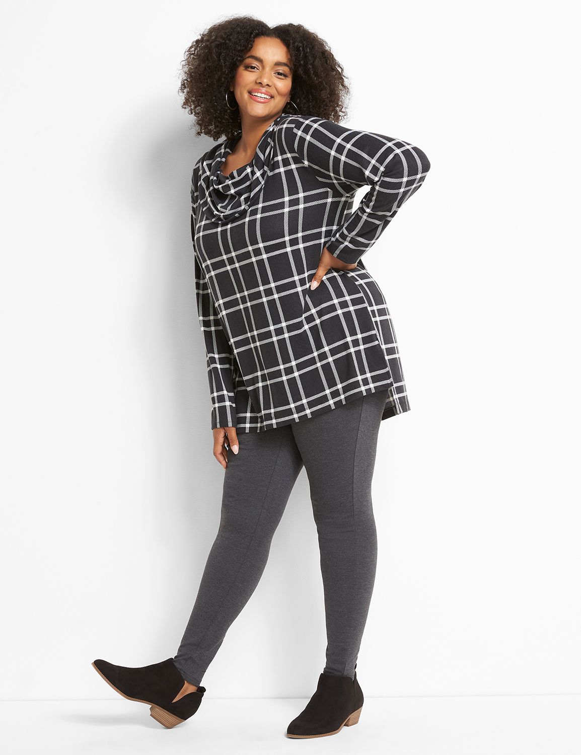 Cowl-Neck Step-Hem Top