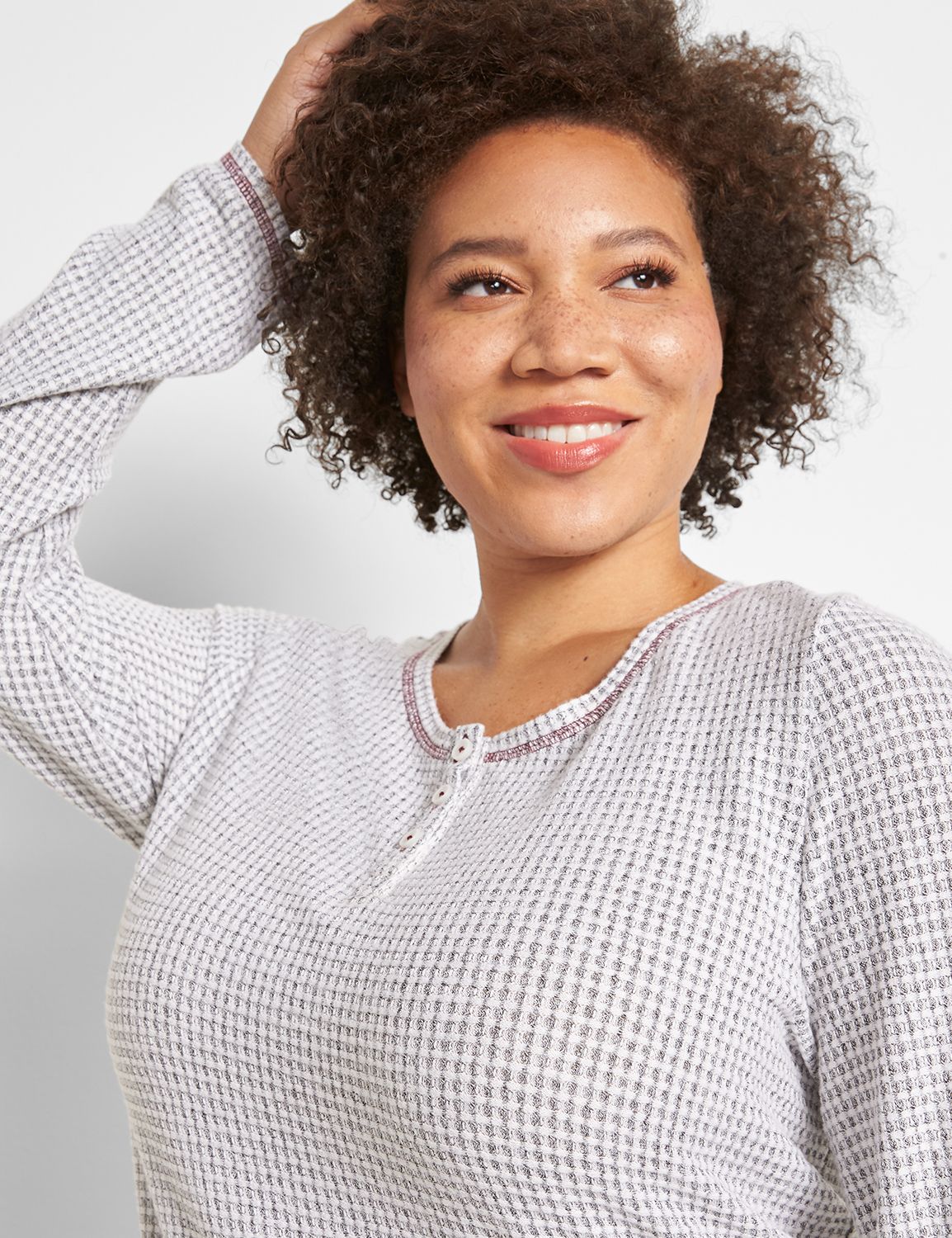Brushed Waffle Henley Top | LaneBryant