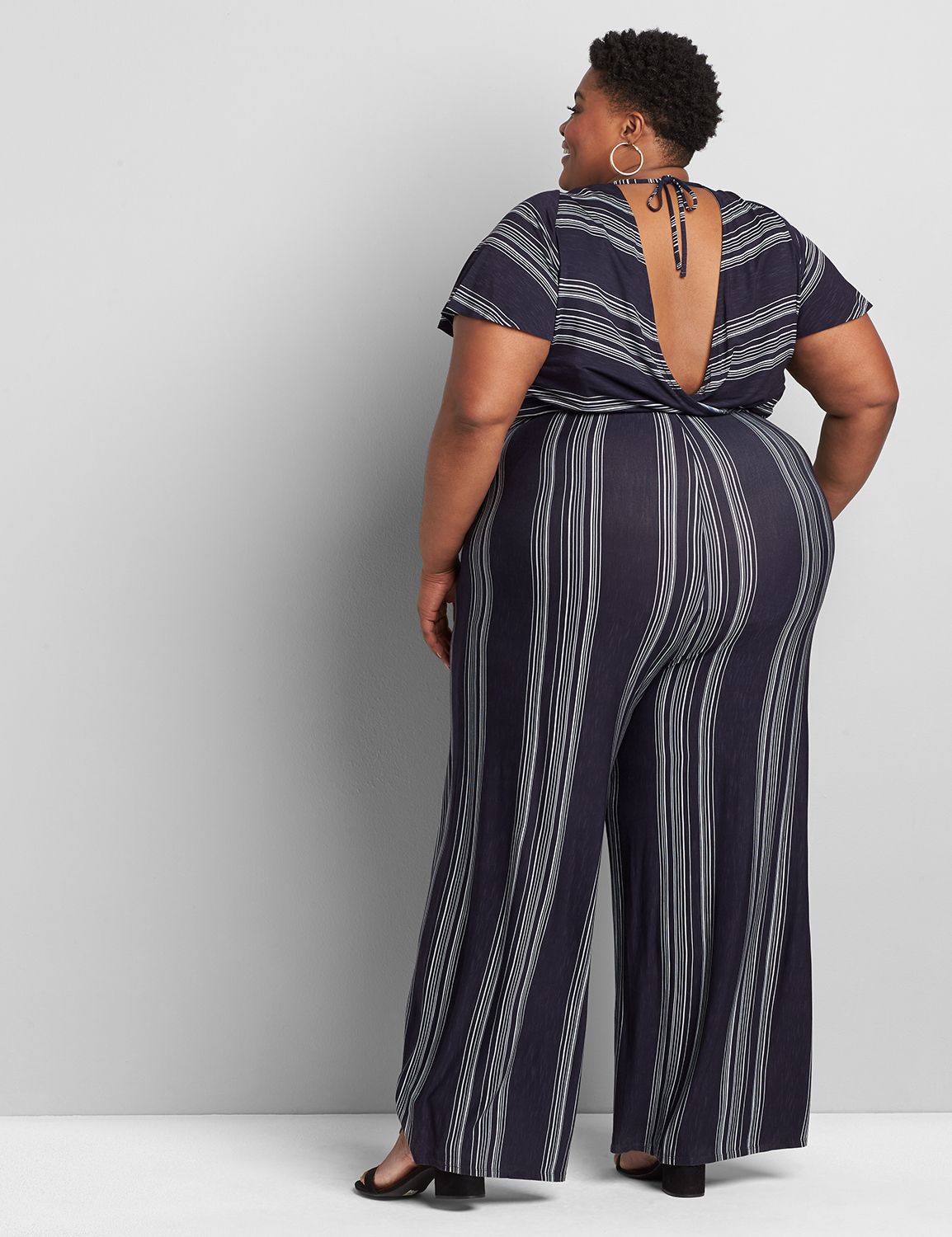 Short-Sleeve Crossover Jumpsuit