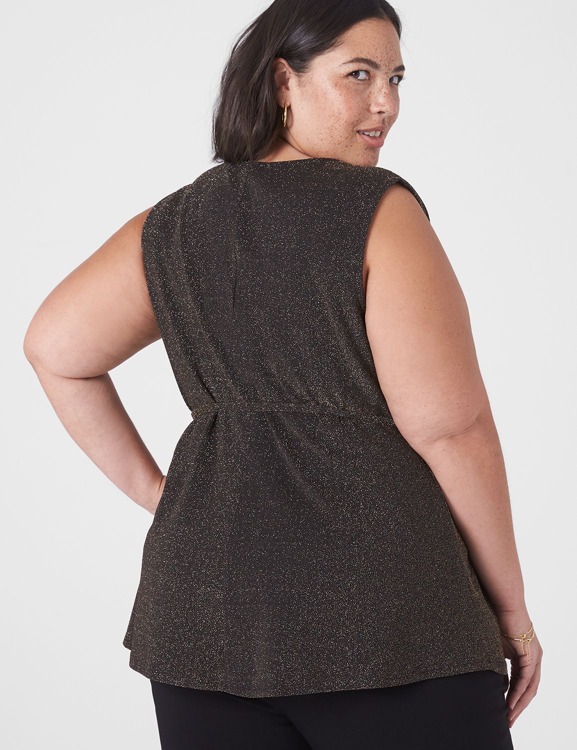 Classic Empire-Waist Metallic Knit Top