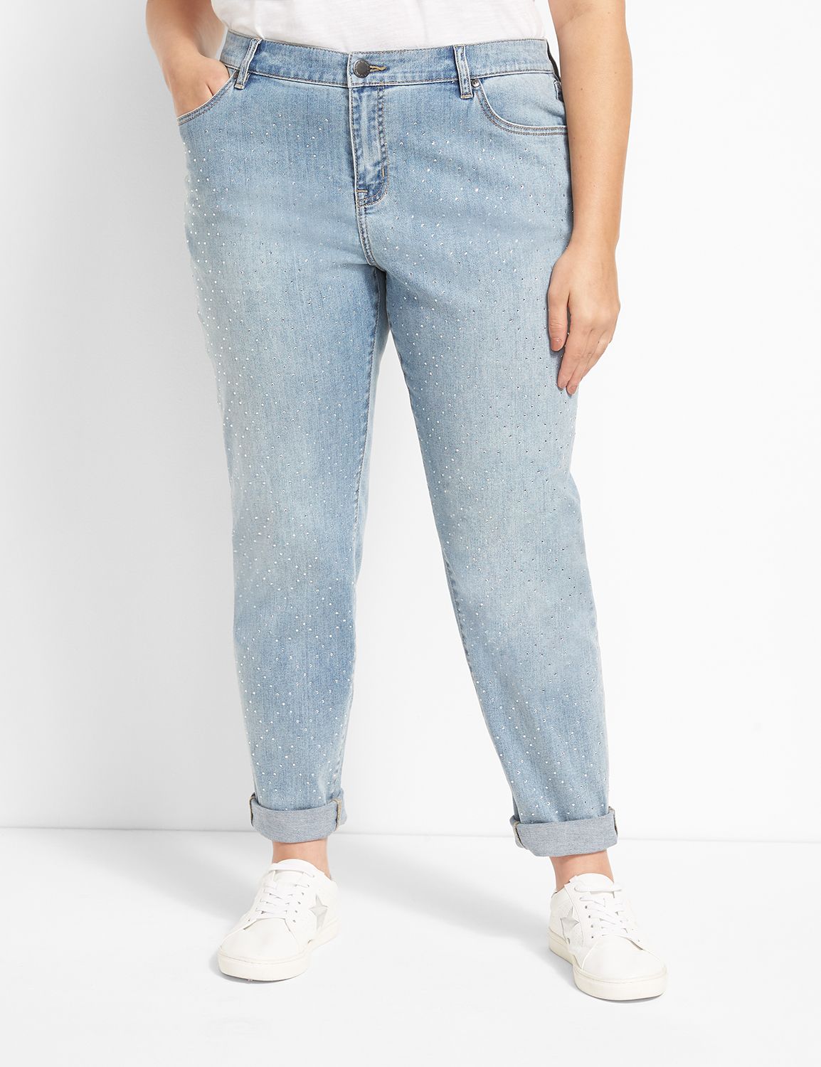 Signature Fit Boyfriend Jean - Embellished Light Wash