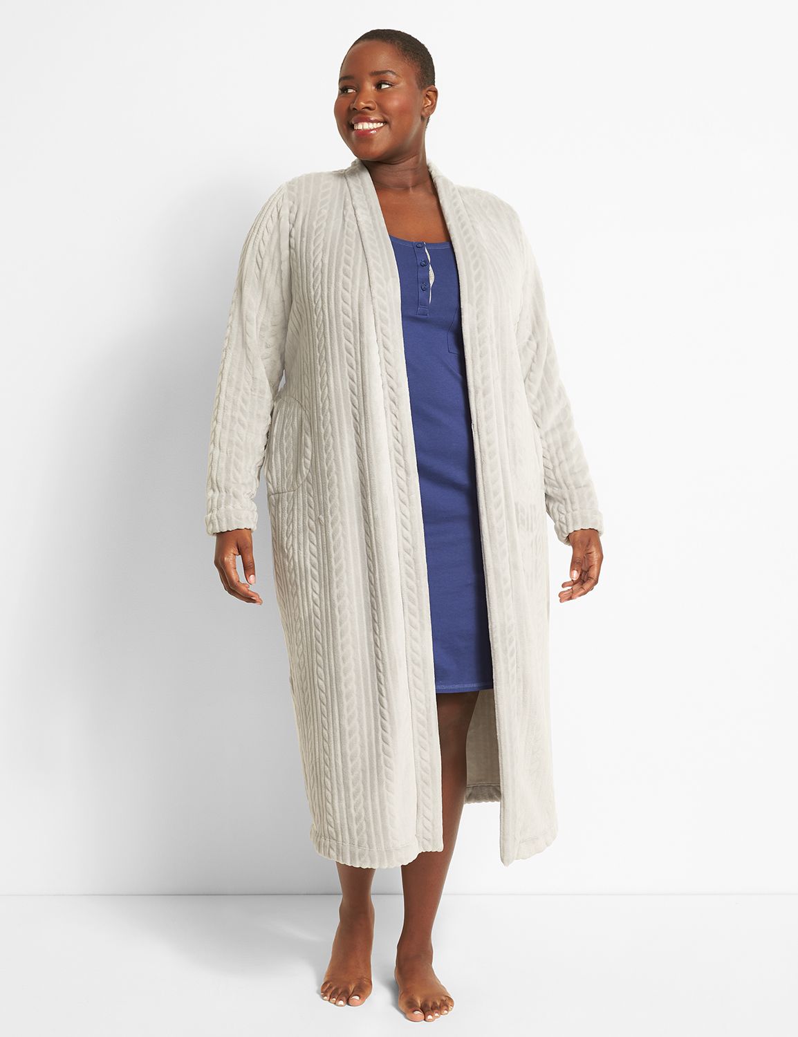 Fleece Cable Knit Robe 1122676 | LaneBryant