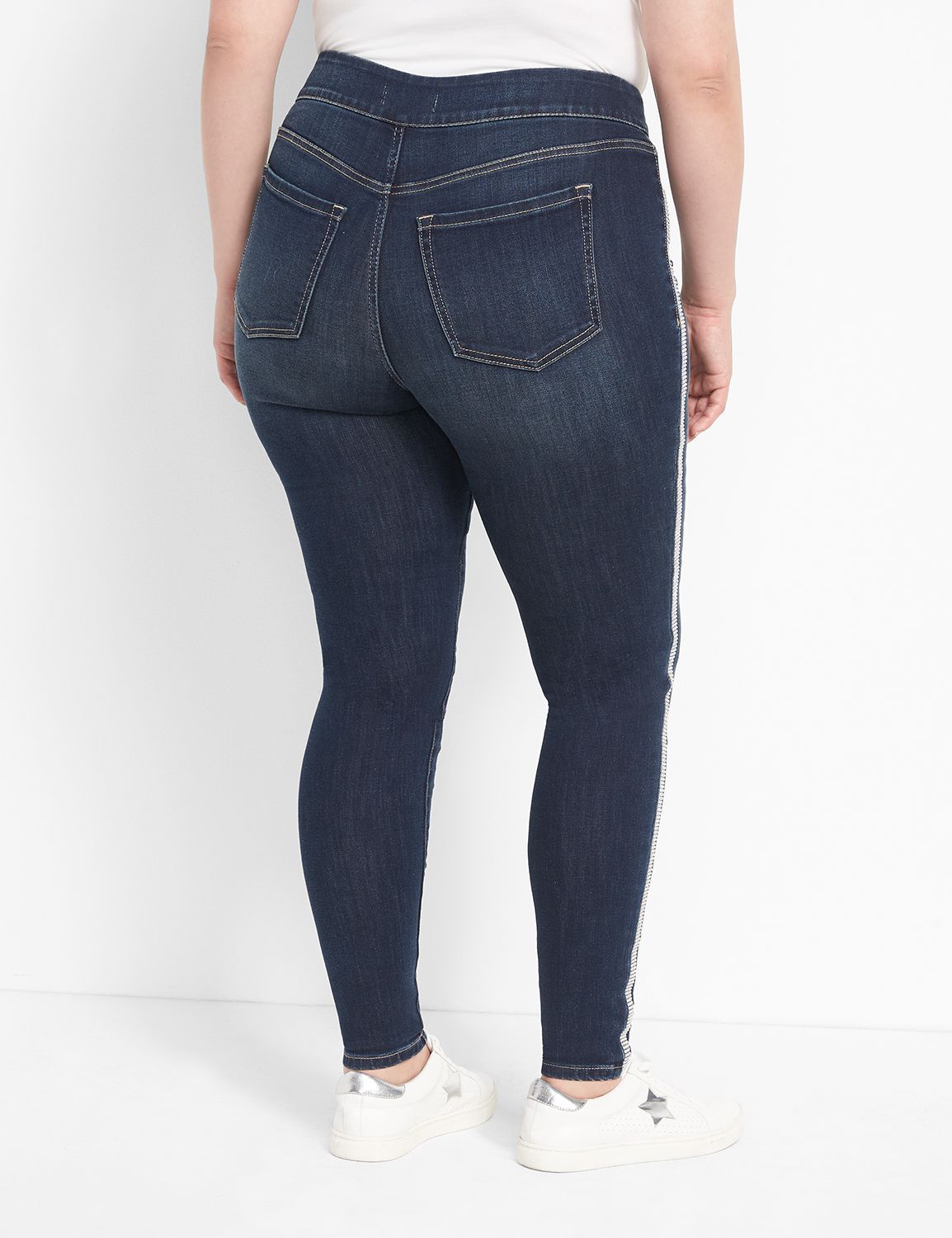 High-Rise Pull-On Jegging - Embellished Dark Wash