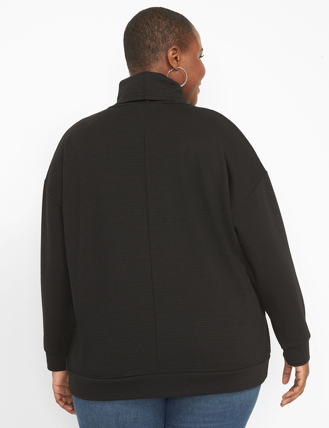 Long Sleeve Open Turtle Neck In Horizontal Rib Fabric 1124635:Ascena ...