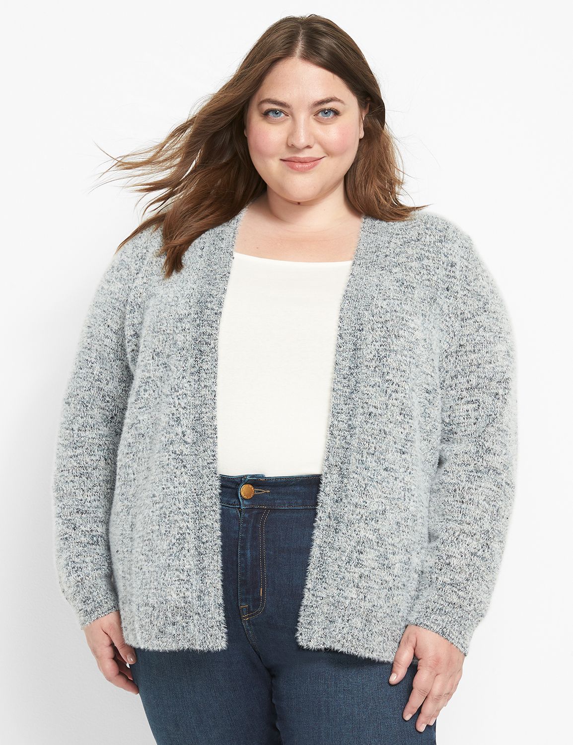 Open-Front Eyelash Cardigan