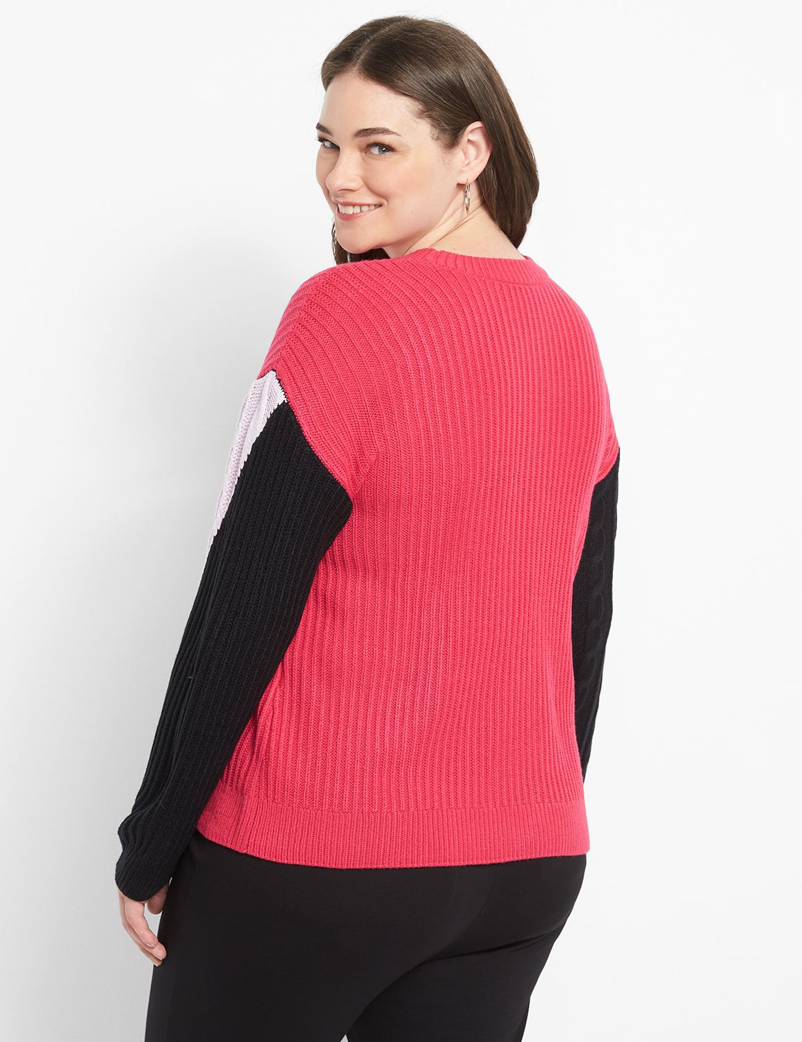 Colorblock Mixed-Knit Sweater
