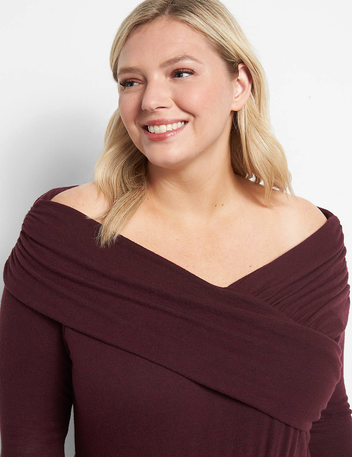 3/4 Sleeve Wrap Off The Shoulder Jumpsuit 1123588:PANTONE 3/4 Sleeve Wrap Off The Shoulder Jumpsuit 1123588:PANTONE